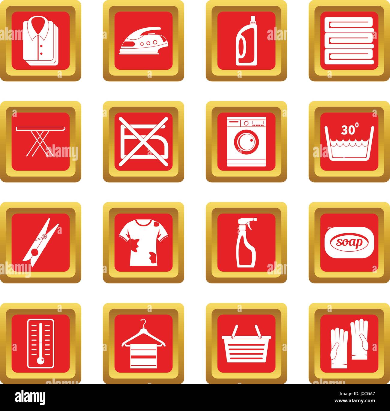 Laundry icons set red Stock Vector Image & Art - Alamy