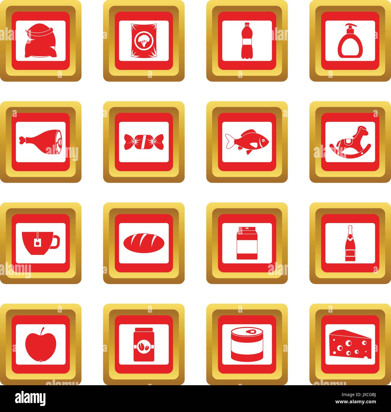 Shop navigation foods icons set red Stock Vector Image & Art - Alamy