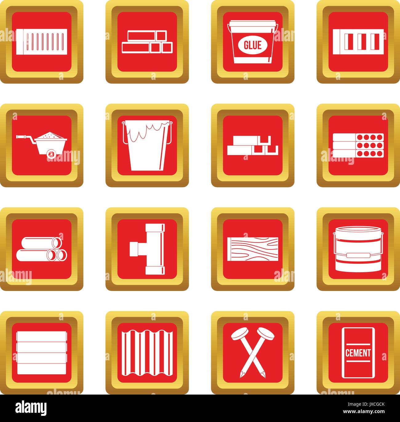 Building materials icons set red Stock Vector Image & Art - Alamy