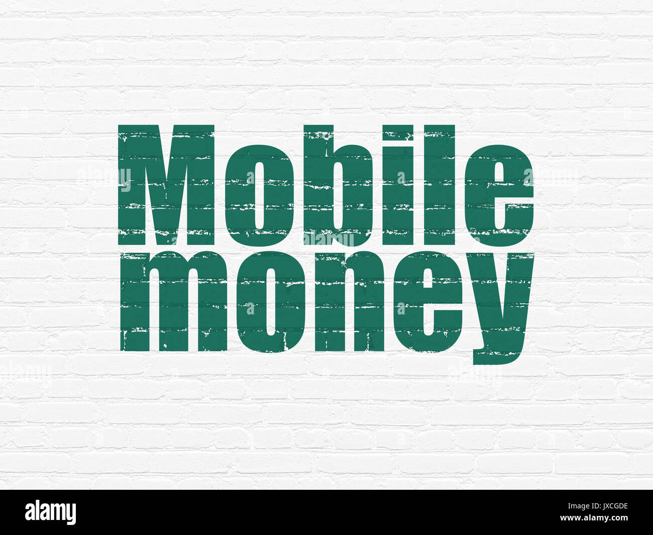 Currency concept: Mobile Money on wall background Stock Photo - Alamy