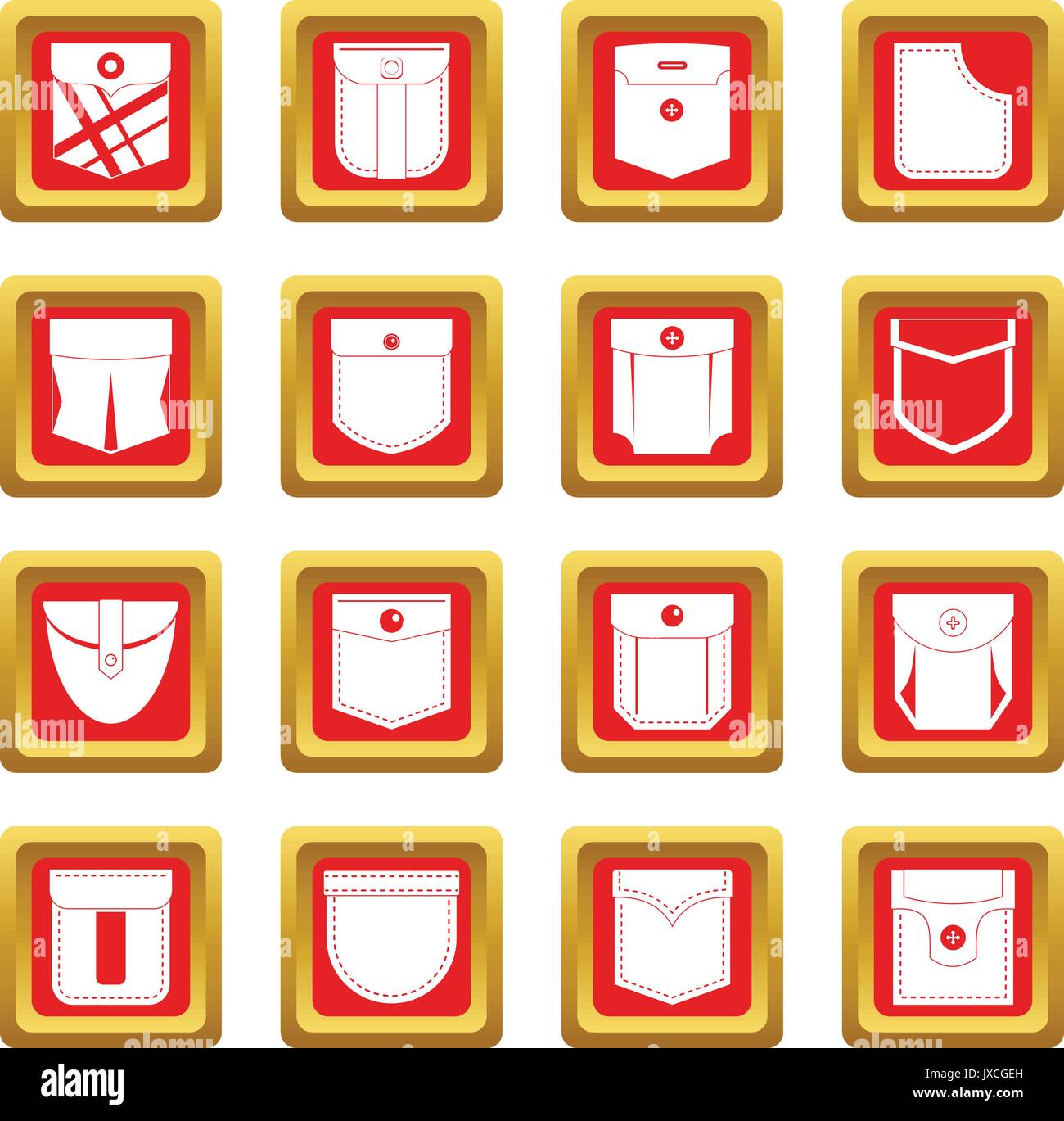 Pocket types icons set red Stock Vector Image & Art - Alamy
