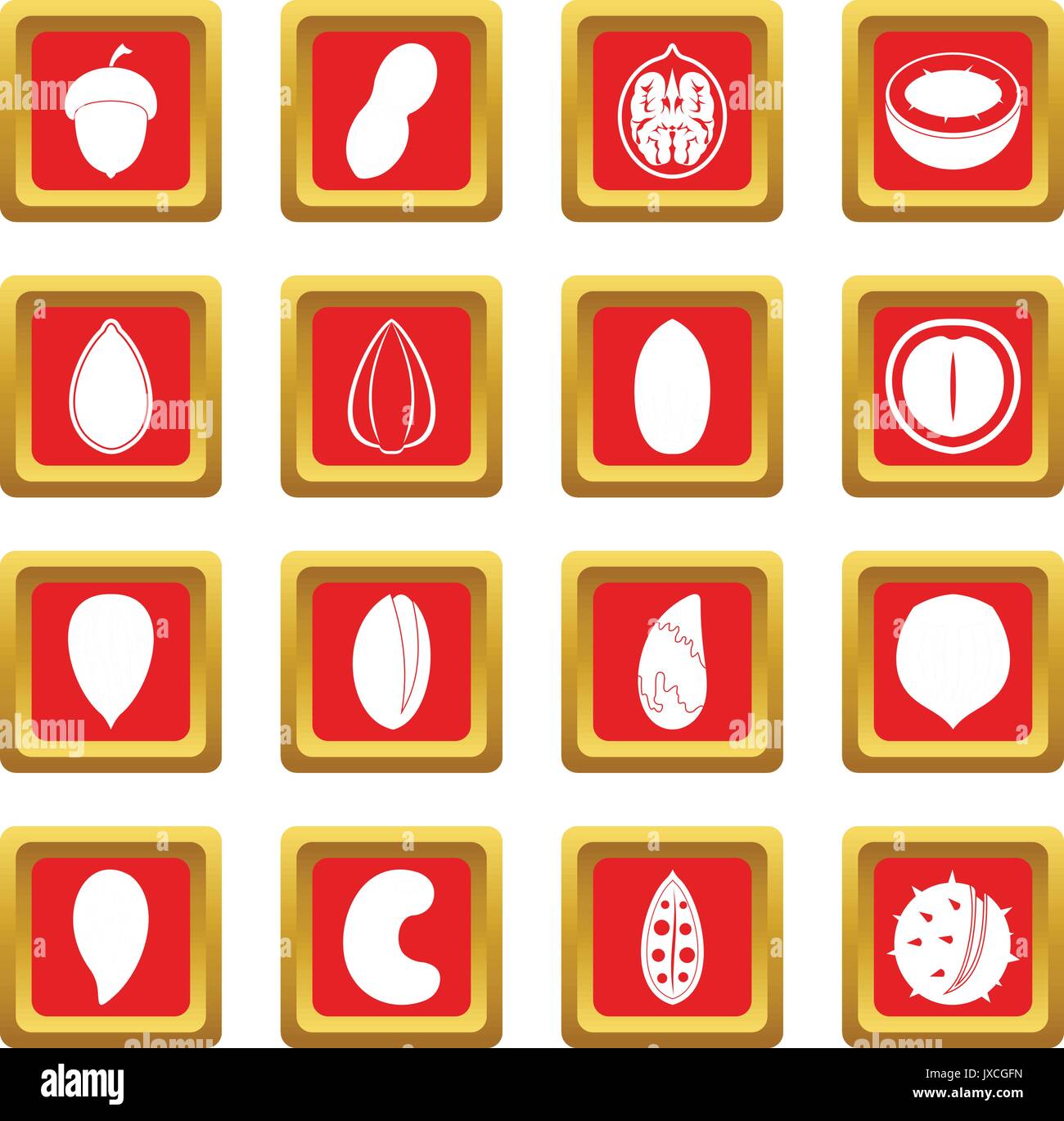 Nuts icons set red Stock Vector Image & Art - Alamy