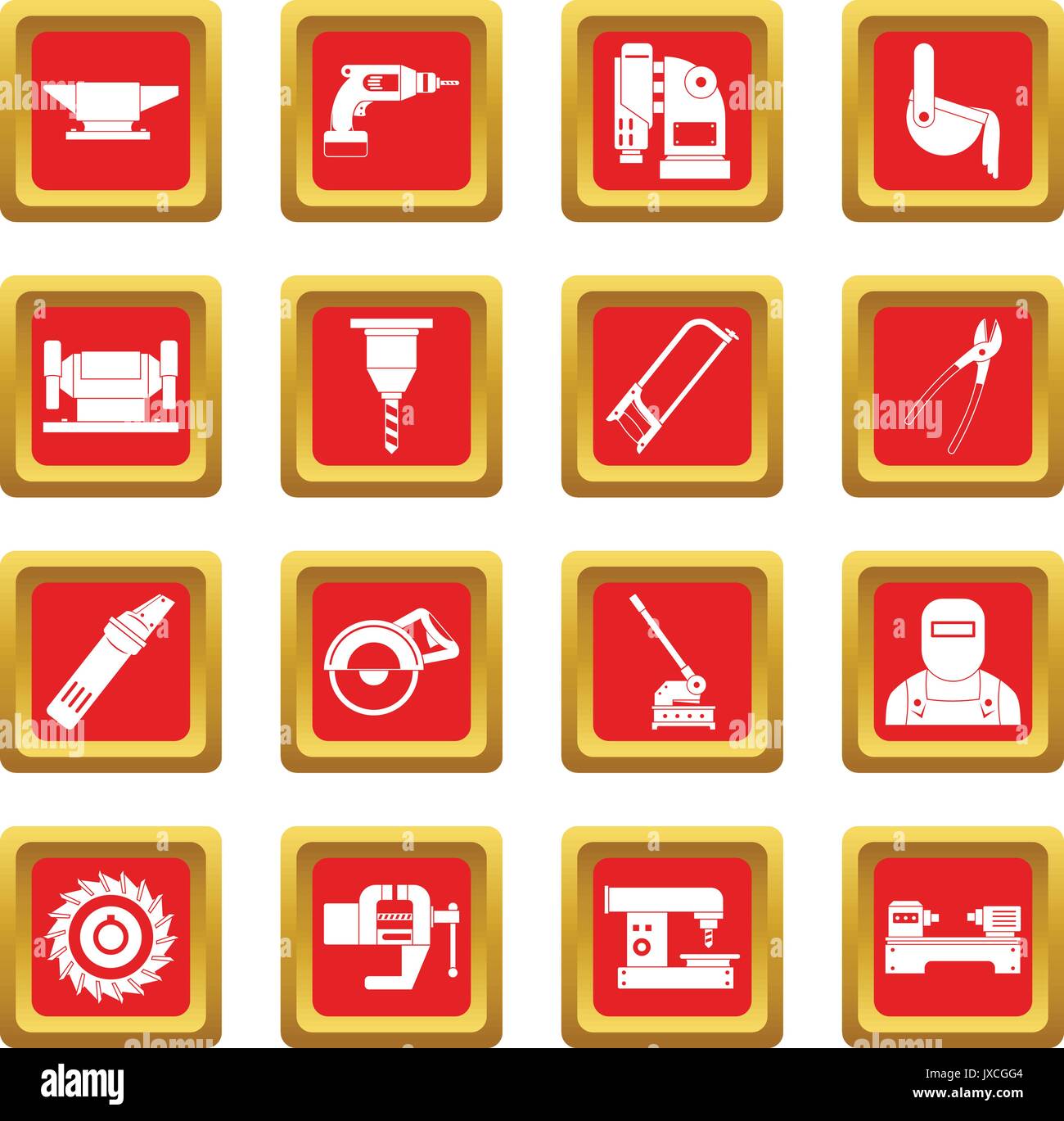 Metal working icons set red Stock Vector Image & Art - Alamy