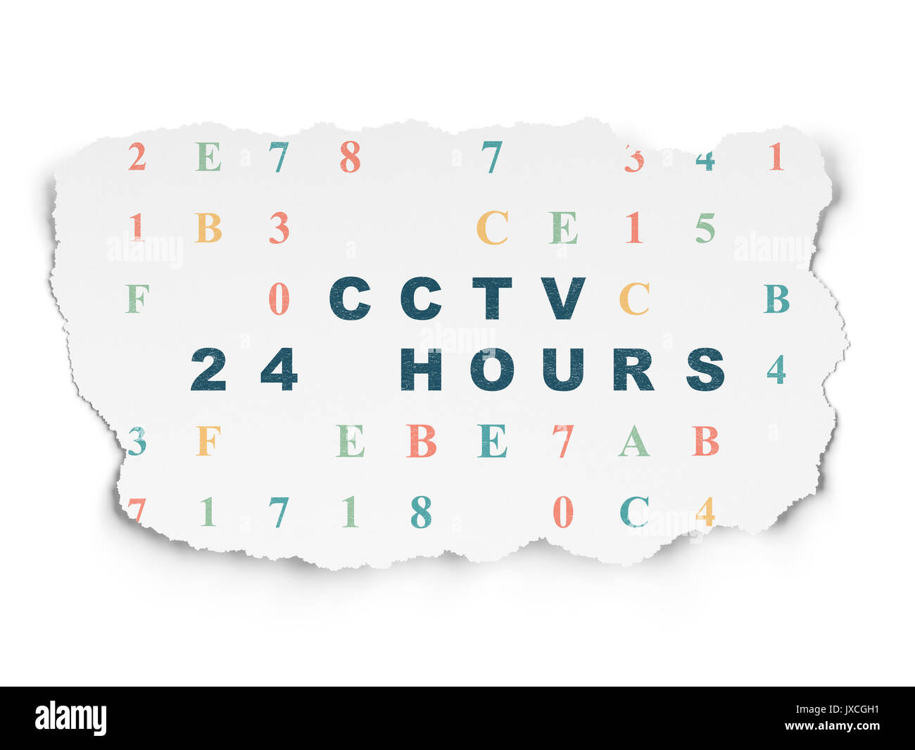 Protection concept: CCTV 24 hours on Torn Paper background Stock Photo ...