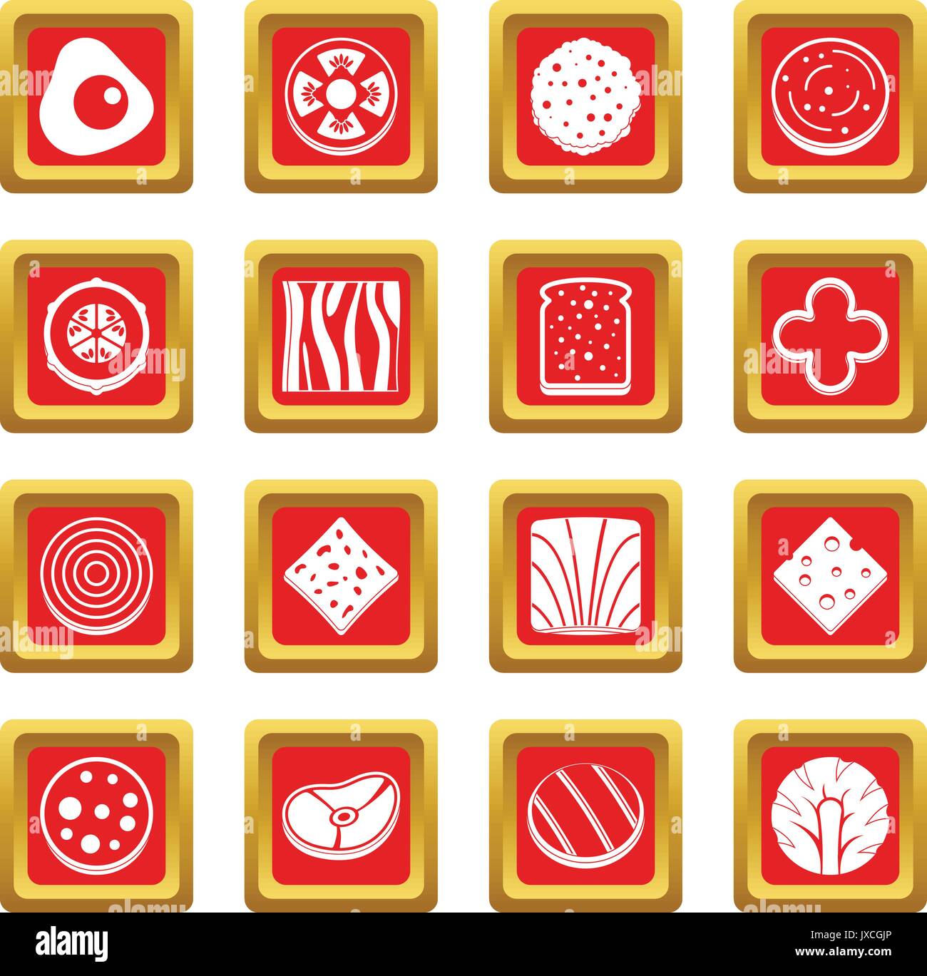 Slice food ingredient icons set red Stock Vector Image & Art - Alamy