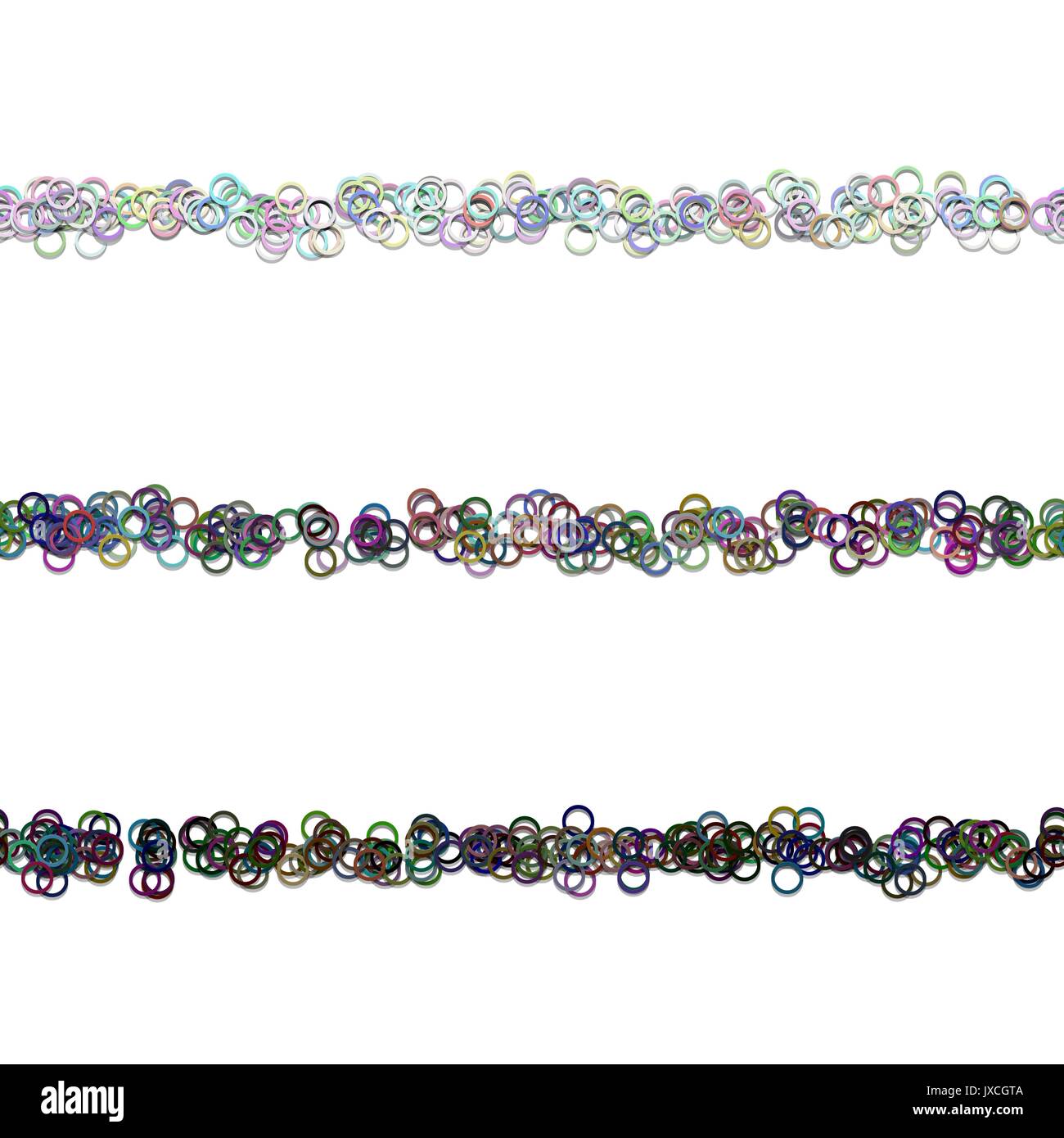 Random circle pattern page divider line design set from colored rings ...