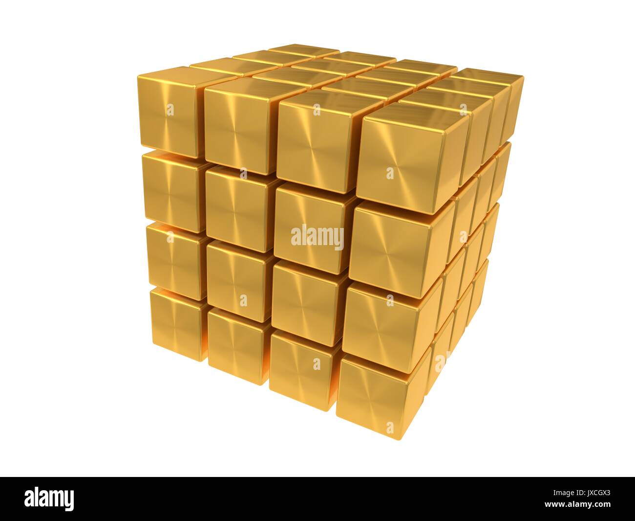 3d illustration of golden cubes. isolated on white Stock Photo - Alamy