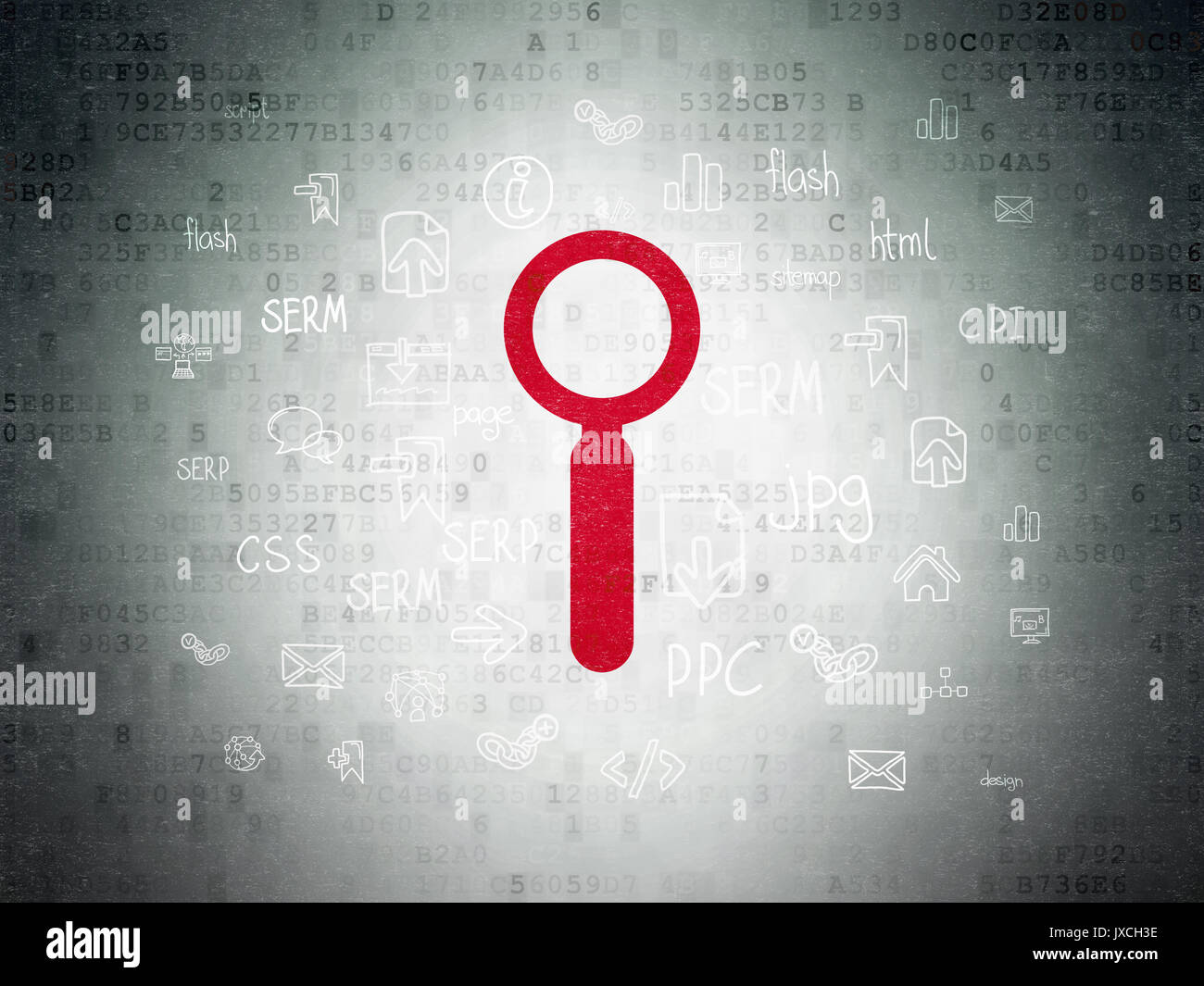 Web development concept: Search on Digital Data Paper background Stock ...