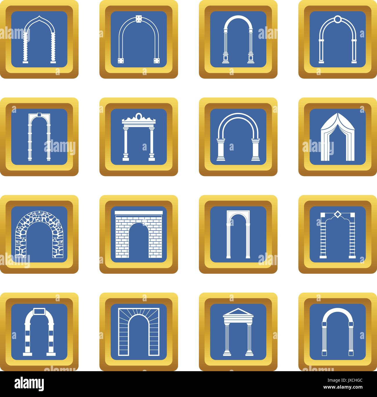 Arch set icons set blue Stock Vector Image & Art - Alamy