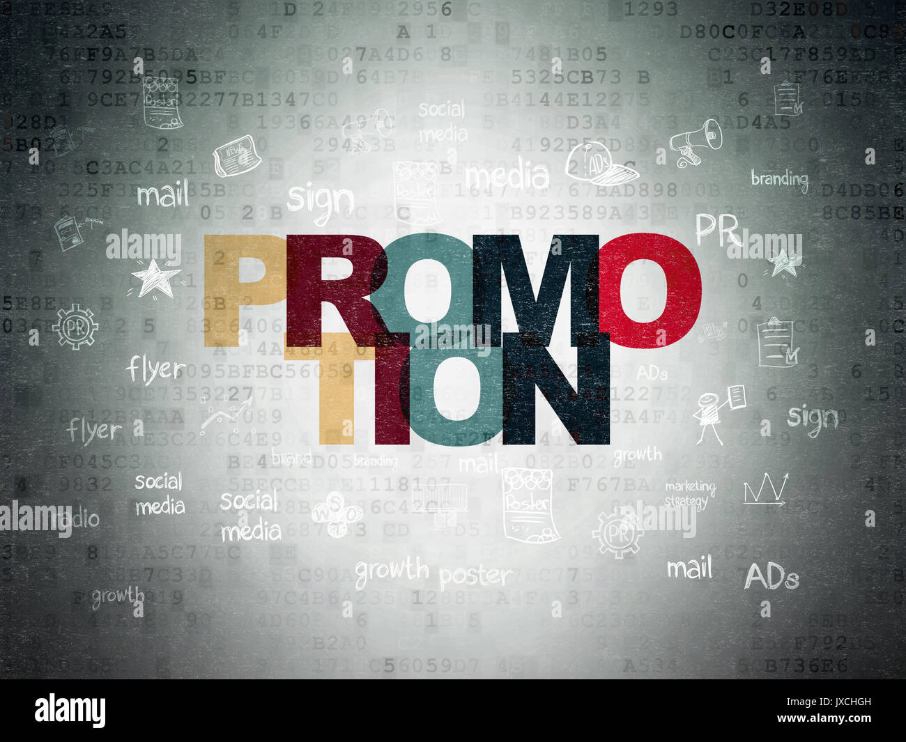 Advertising concept: Promotion on Digital Data Paper background Stock ...
