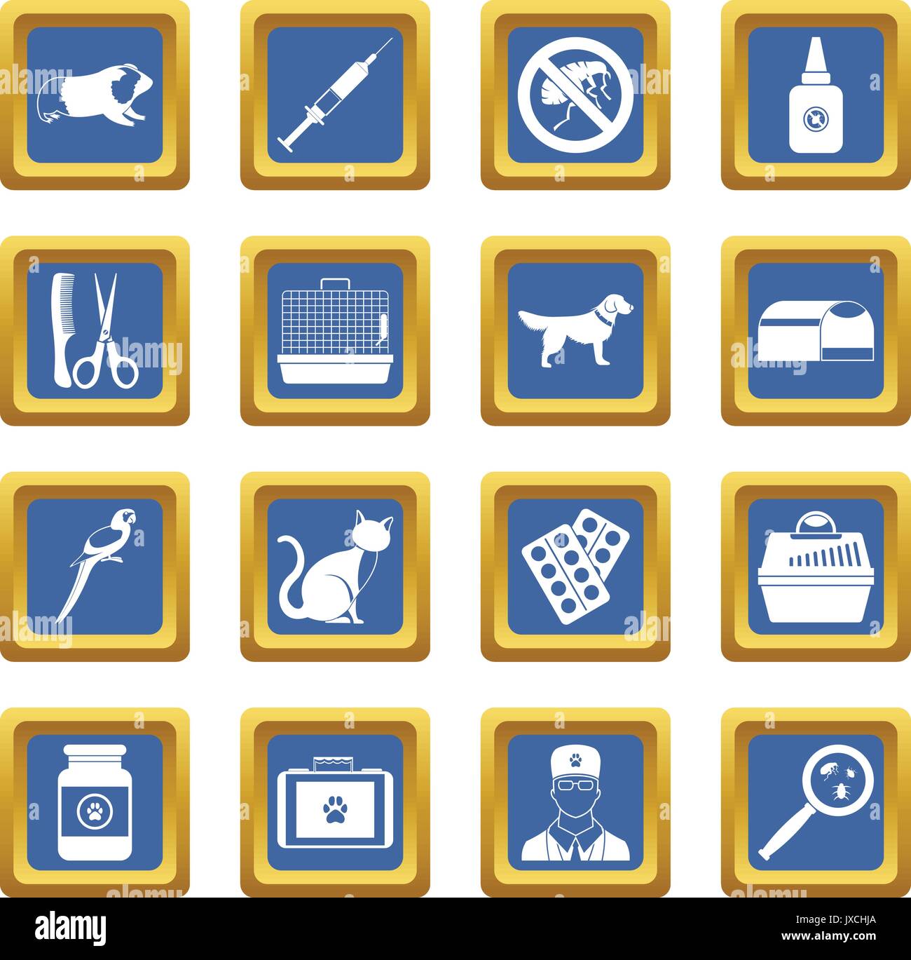 Veterinary icons set blue Stock Vector Image & Art - Alamy