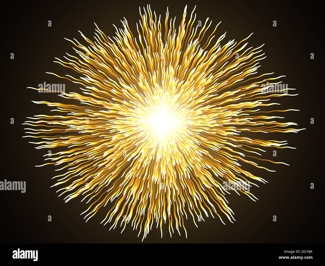 energy particles around light source. yellow version Stock Photo - Alamy