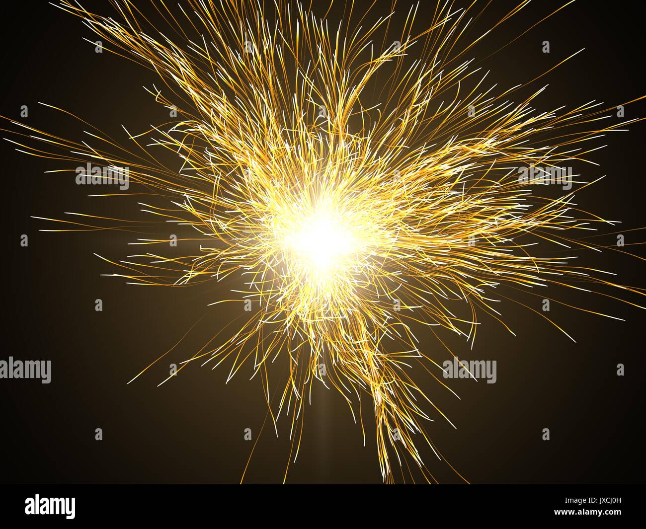 energy particles around light source. yellow version Stock Photo - Alamy