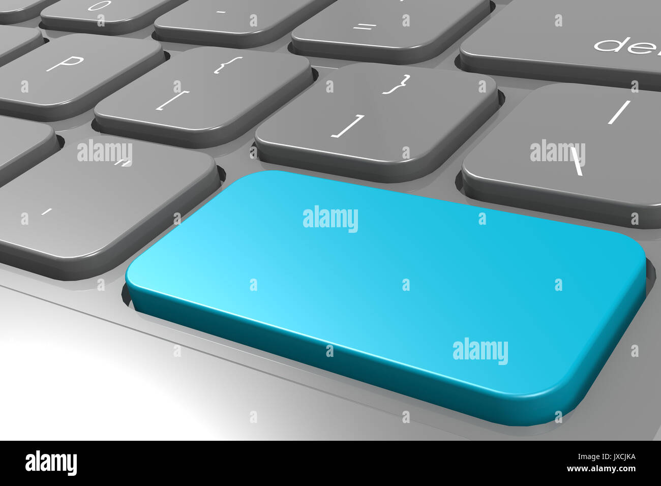 Blue enter button on black computer keyboard image with hi-res rendered ...