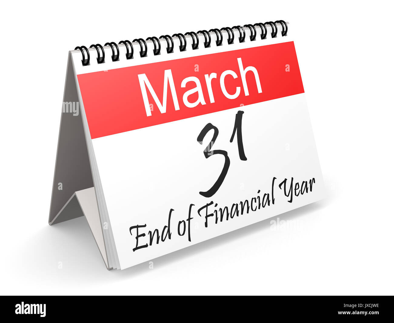 March 31 on Red and white calendar, 3D rendering Stock Photo - Alamy