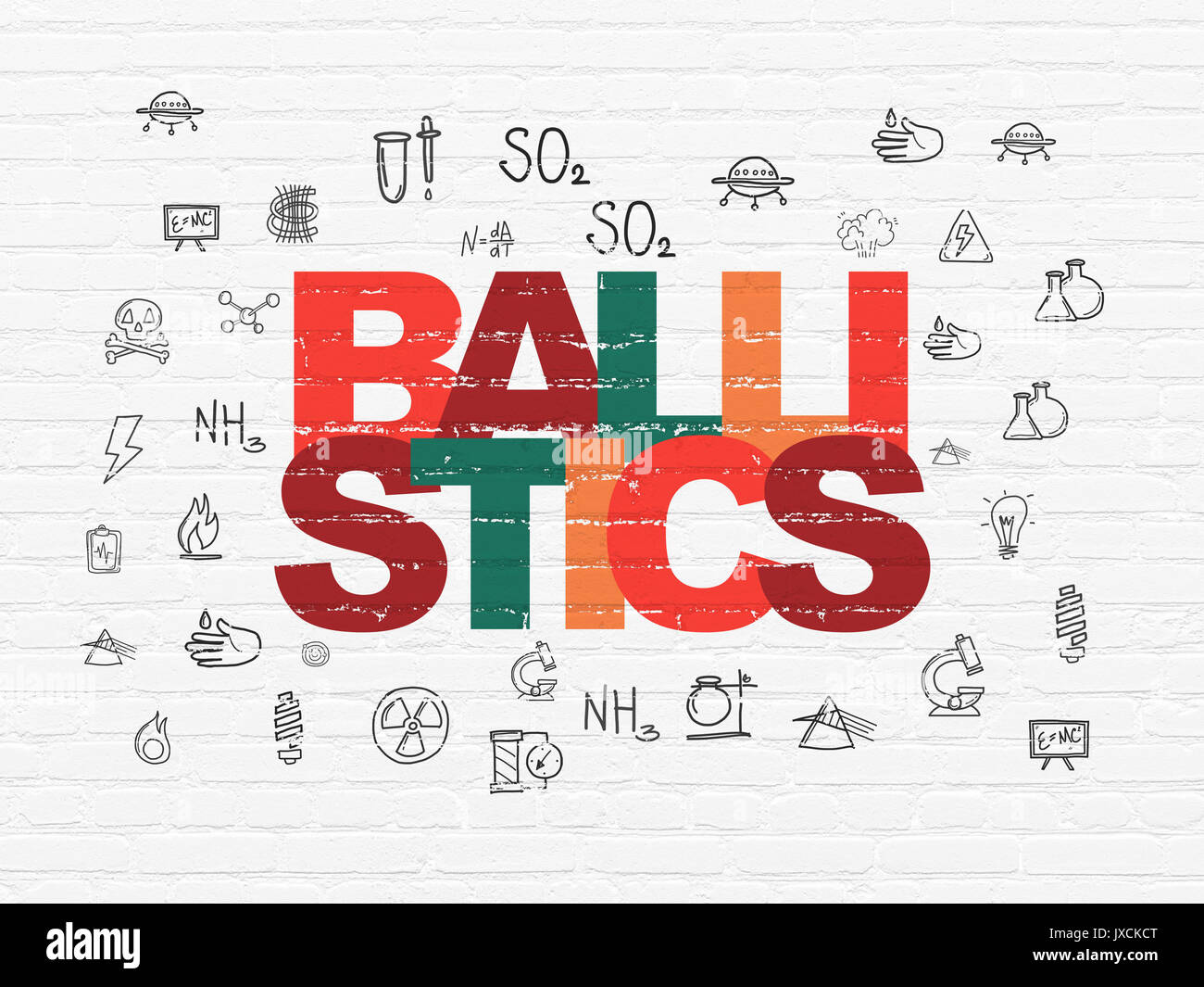 Science concept: Ballistics on wall background Stock Photo - Alamy
