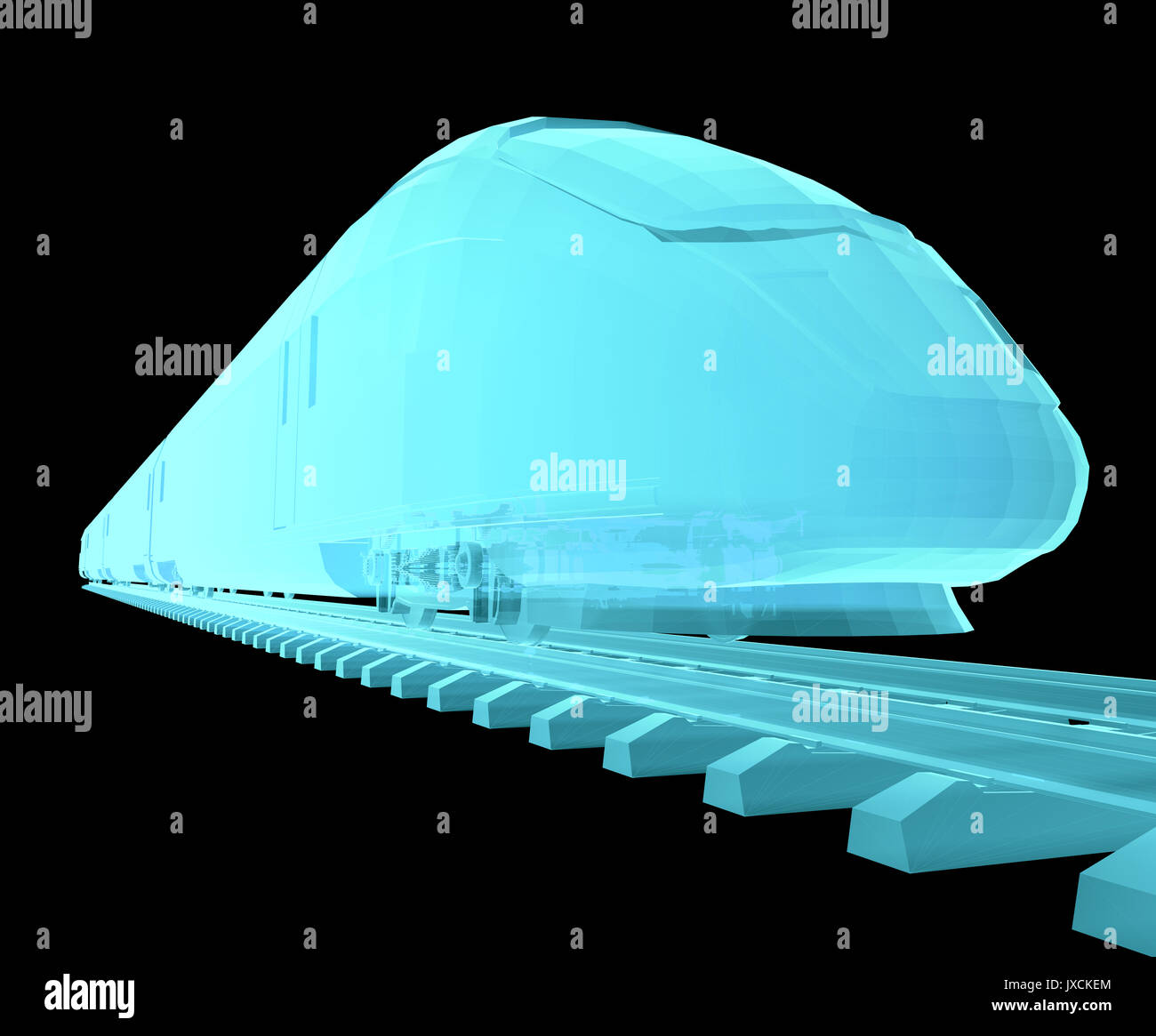 Glow blue high-speed train Stock Photo - Alamy