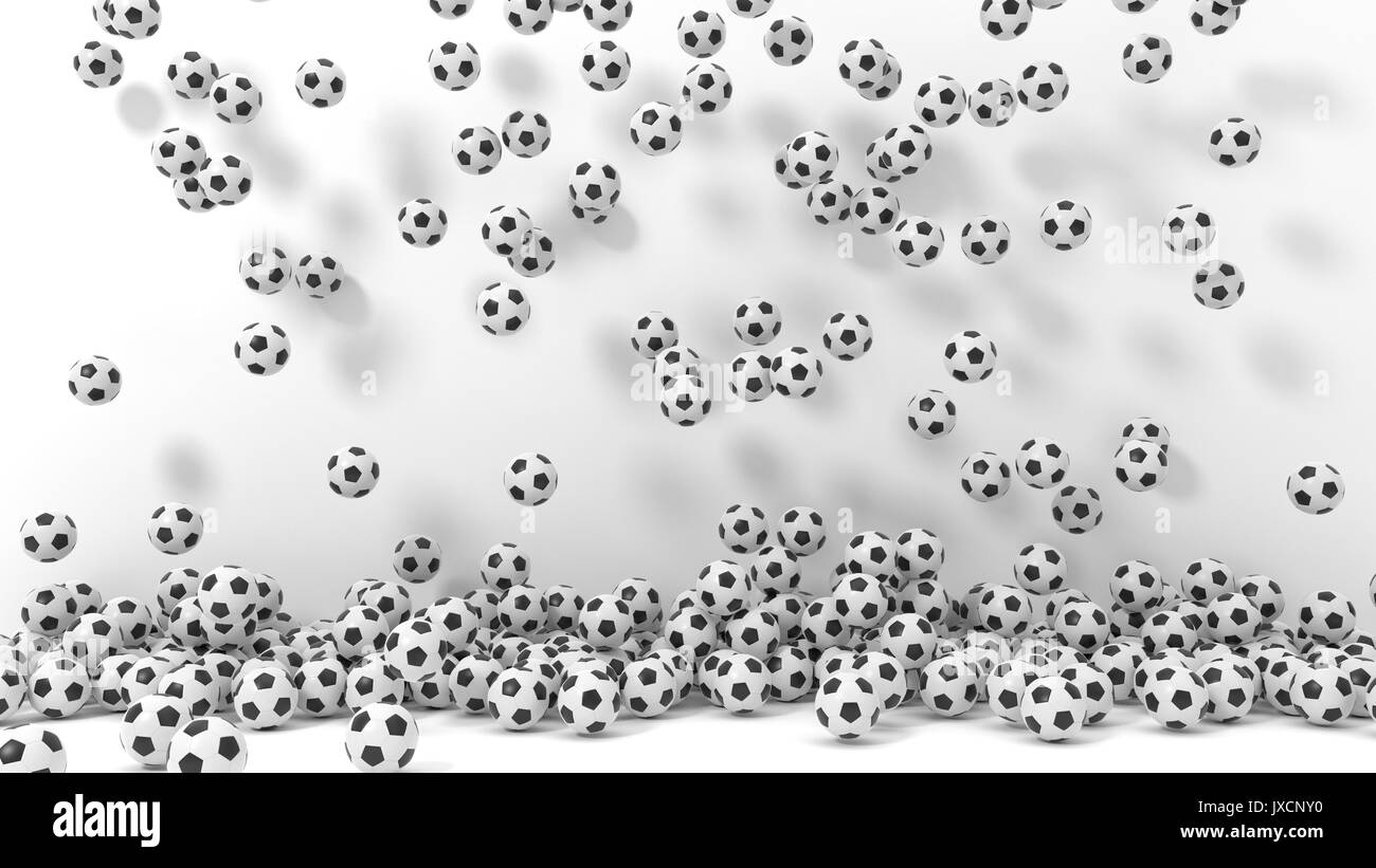 free falling soccer balls on white background. 3d illustration Stock ...