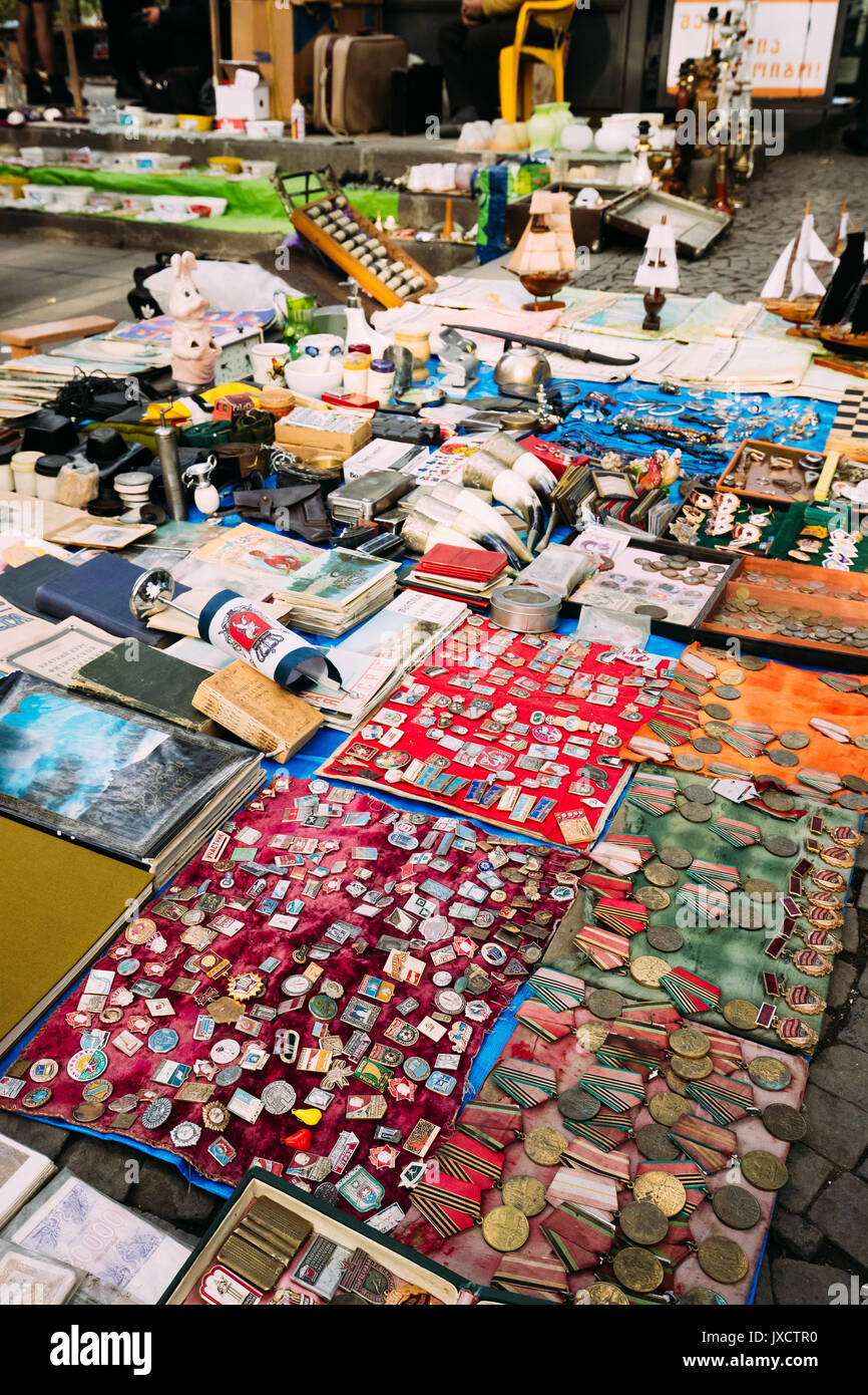 Tbilisi, Georgia. Shop Flea Market Of Antiques Old Retro Vintage Things ...