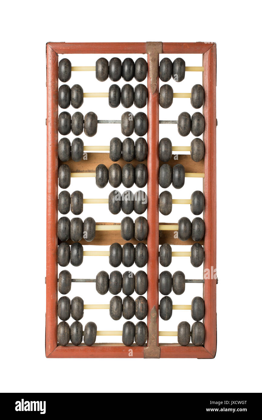 old chinese abacus isolated on white background Stock Photo - Alamy