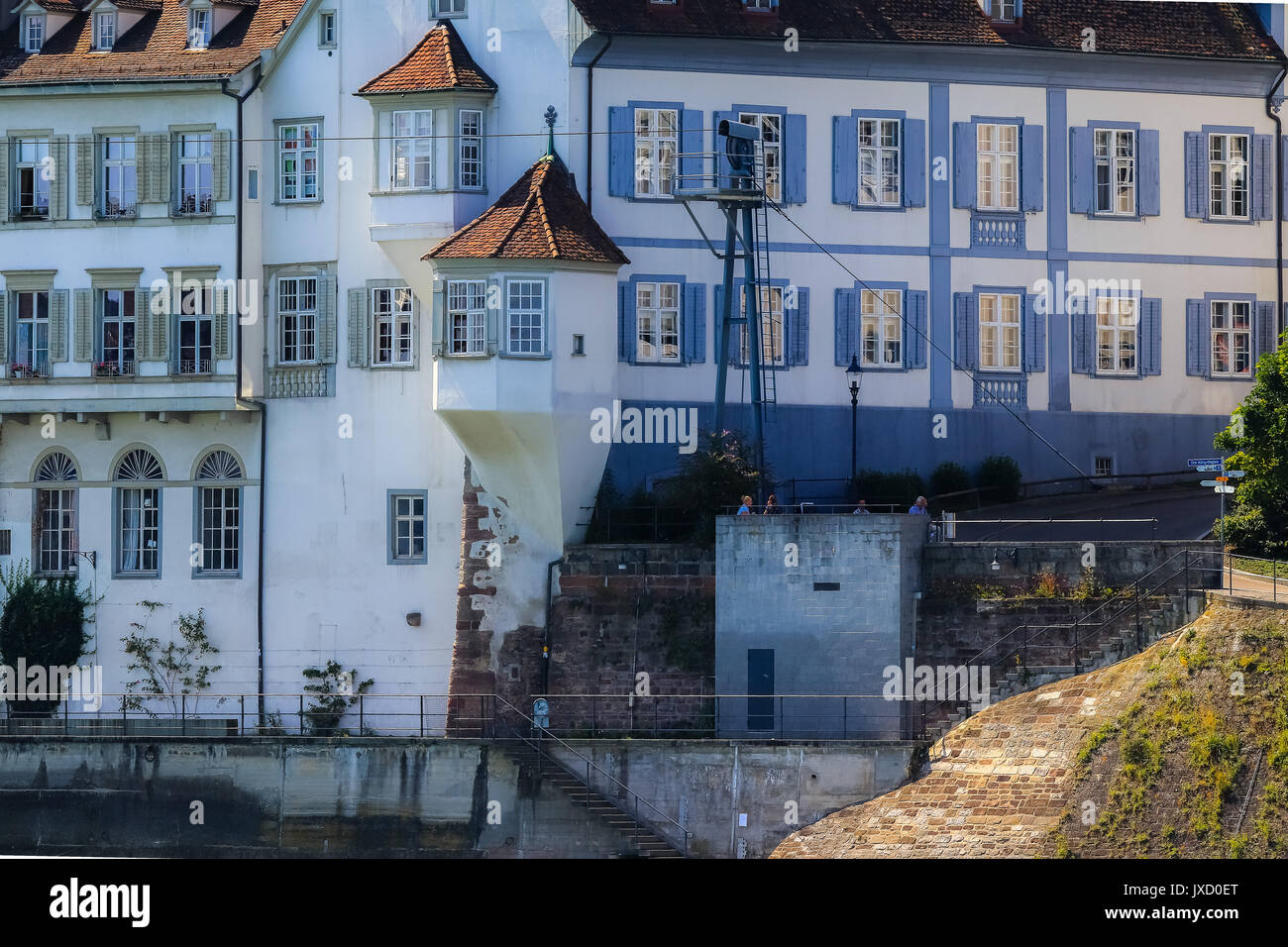 Historic houses along Rhine river in Basel, Basel-Stadt, Switzerland ...