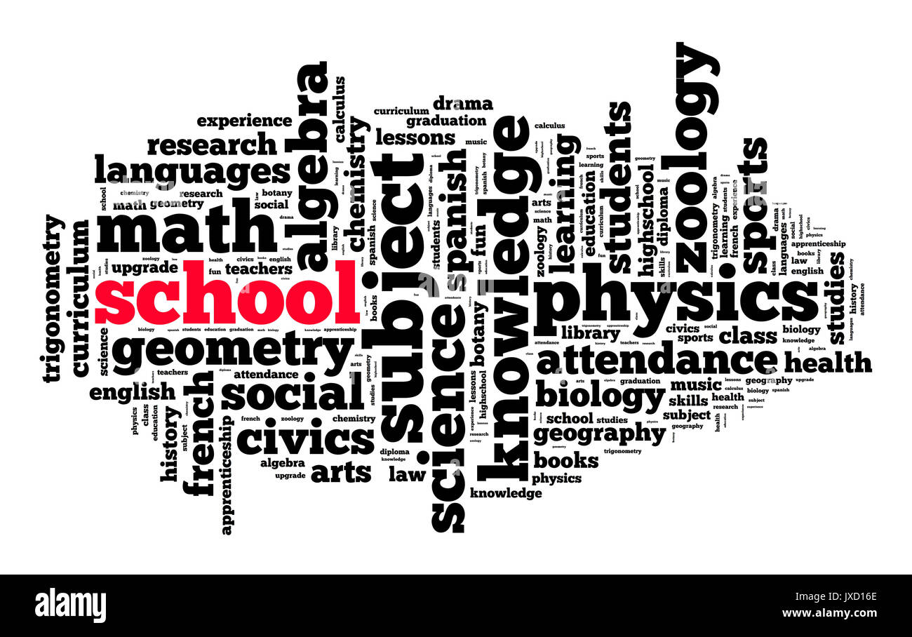School word cloud text concept Stock Photo - Alamy