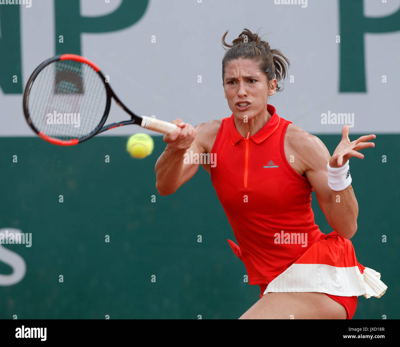 ANDREA PETKOVIC (GER) playing forehand return at the French Open Stock Photo - Alamy