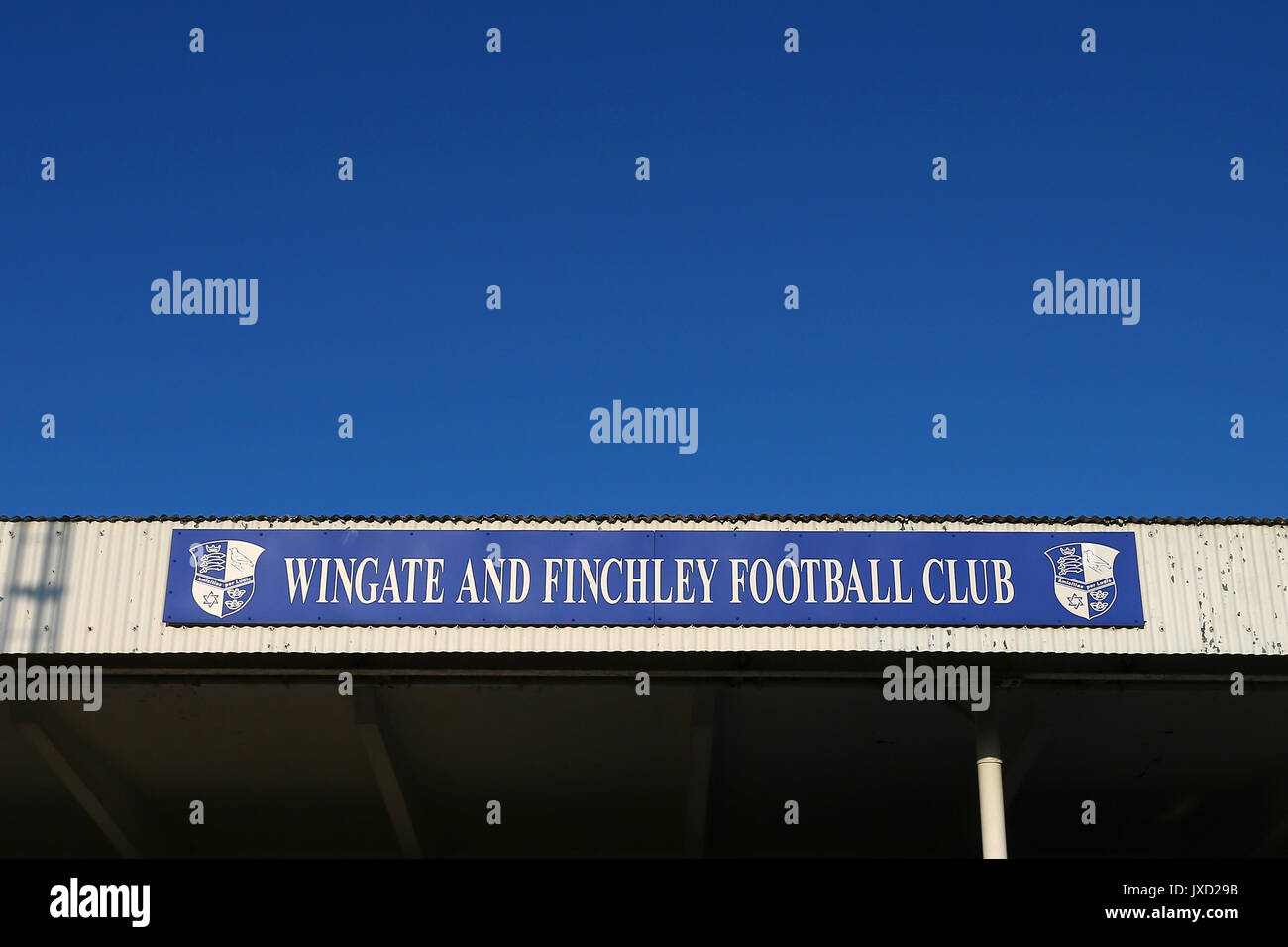 General view of the Wingate & Finchley FC signage ahead of Wingate ...