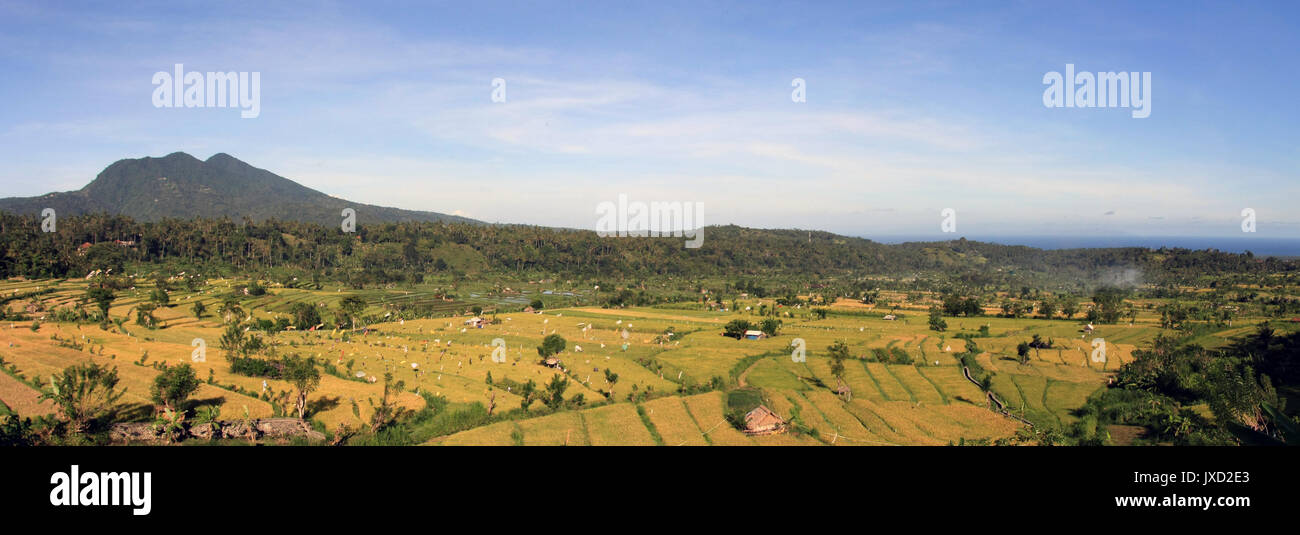Bali Landscape, Indonesia. Hills and mountains in the background. Blue ...
