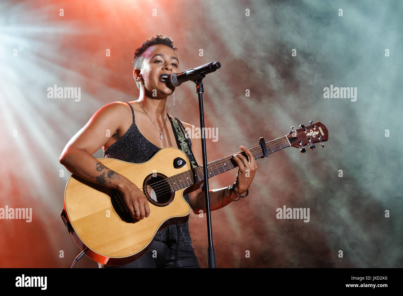 Montreal Canada, 14/08/2017 . B.C. vocalist Ms Holmes performs on stage ...