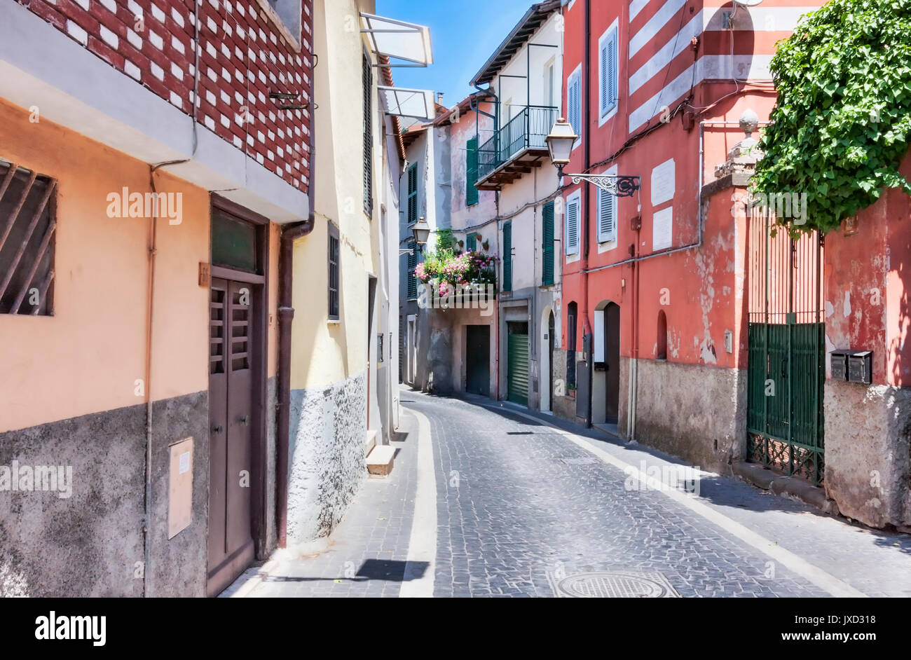 Village of Rocca di Papa main street view - Rome - Italy Stock Photo ...