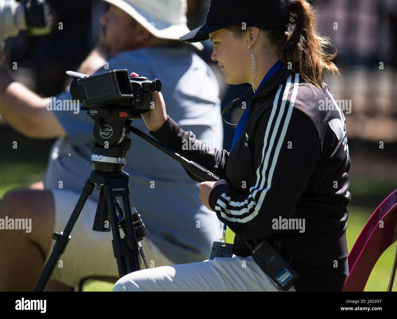 girl operating video camera Stock Photo - Alamy