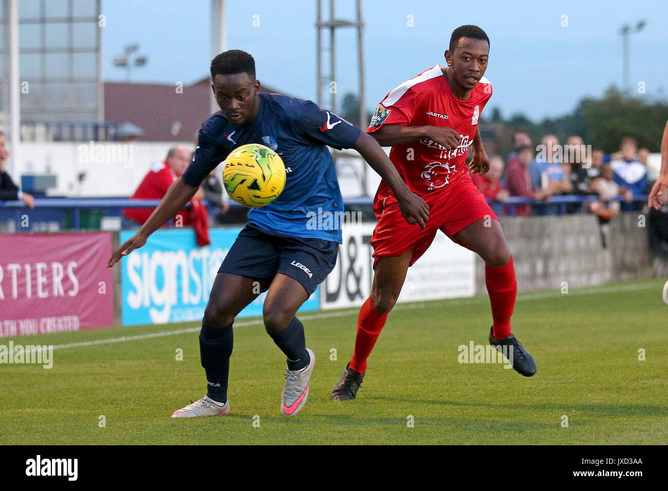 Nathan Mavila of Wingate & Finchley and Charles Banya of Harrow Borough ...