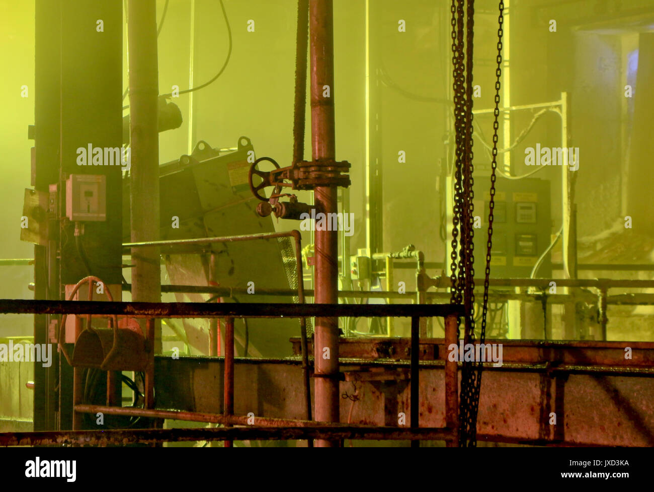 Side lit steam frames hoists, conduit pipe and control panels in former ...