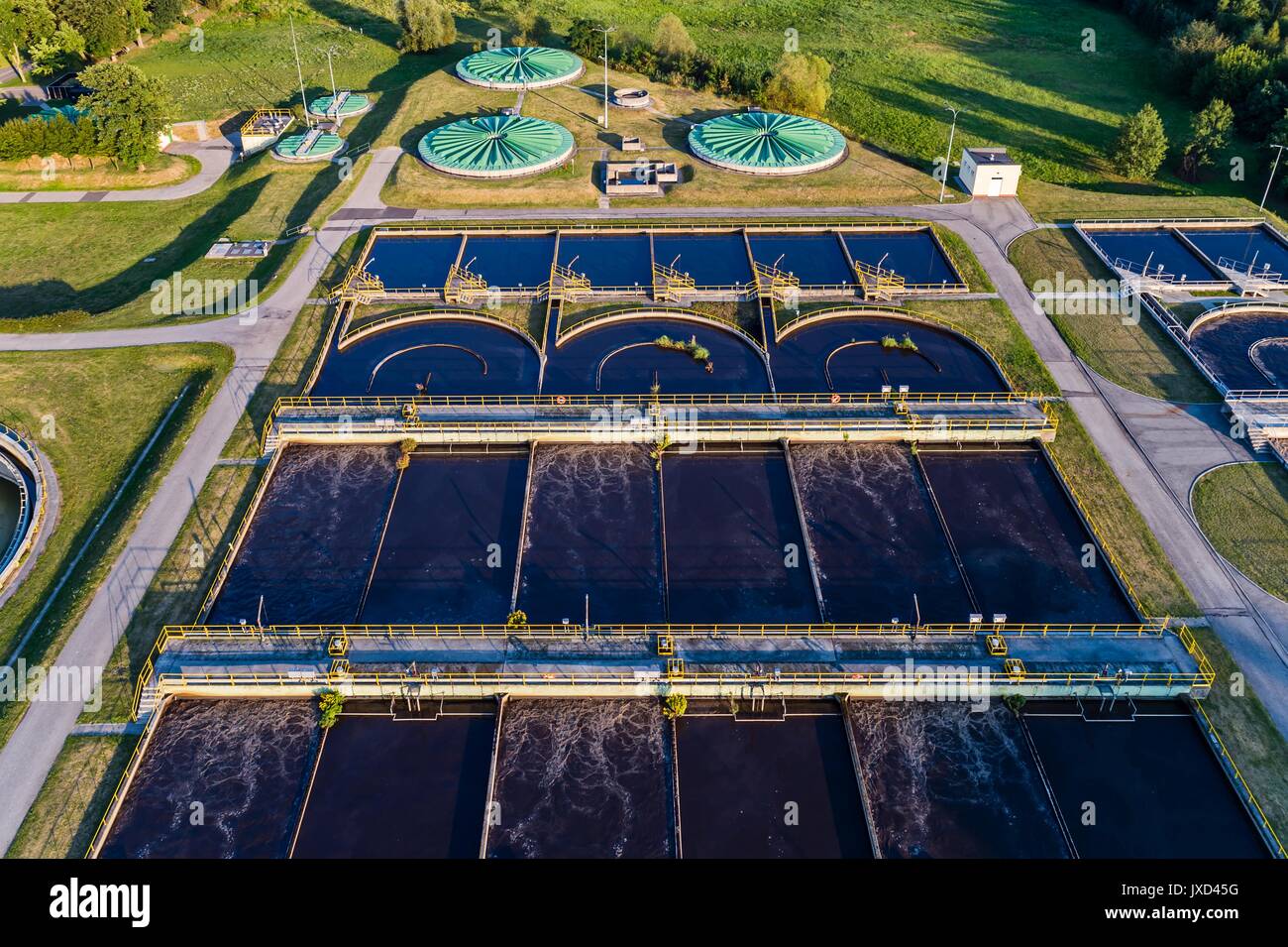 Aerial view of modern industrial sewage treatment plant Stock Photo - Alamy