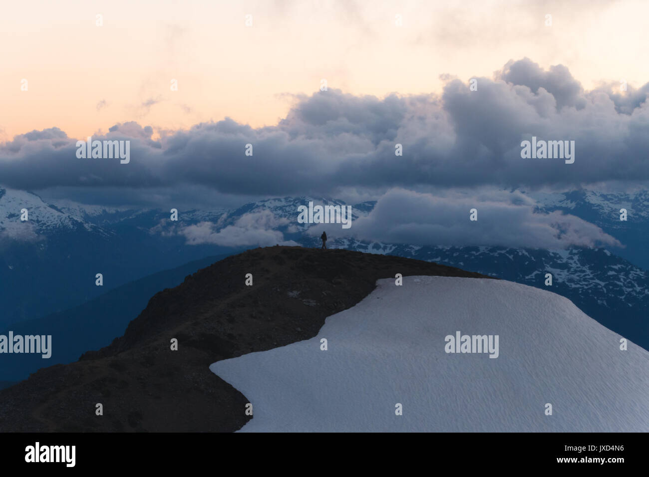 Remote mountain range at the end of the day with panoramic view Stock ...