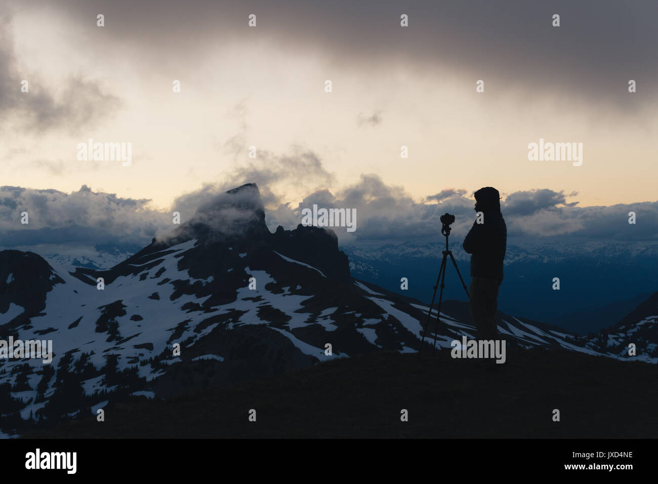 Remote mountain range at the end of the day with panoramic view Stock ...
