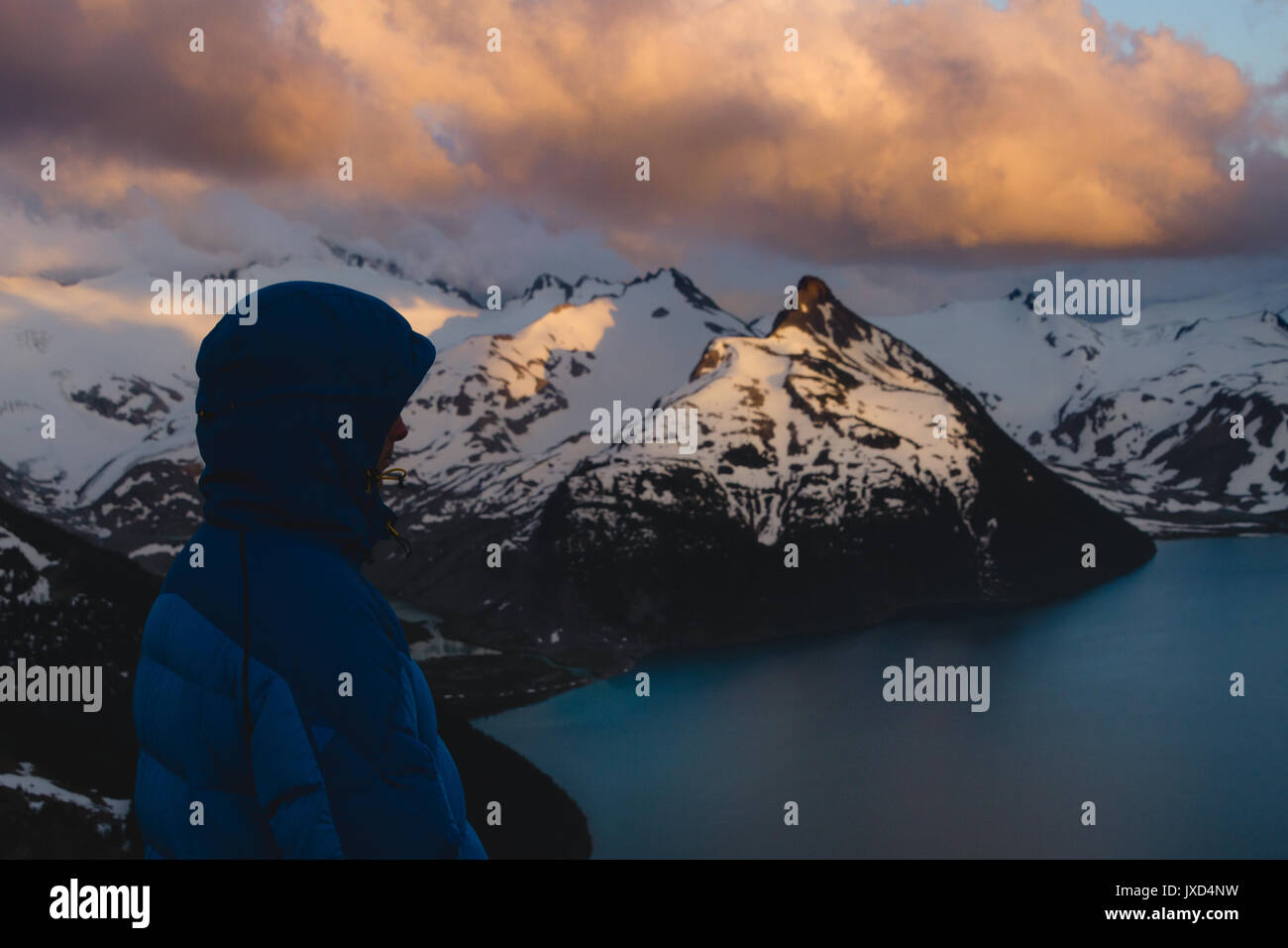 Remote mountain range at the end of the day with panoramic view Stock ...