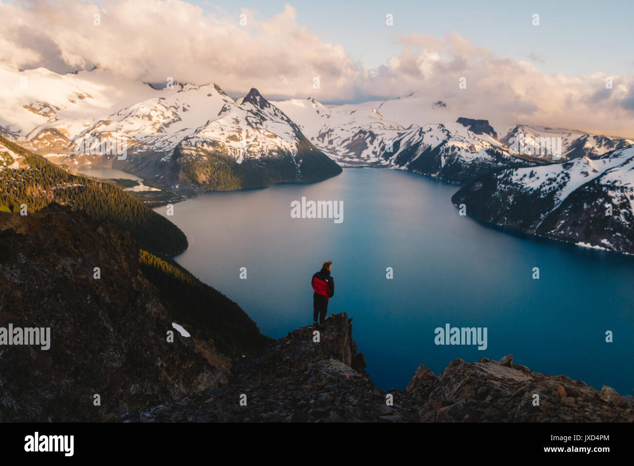 Remote mountain range at the end of the day with panoramic view Stock ...