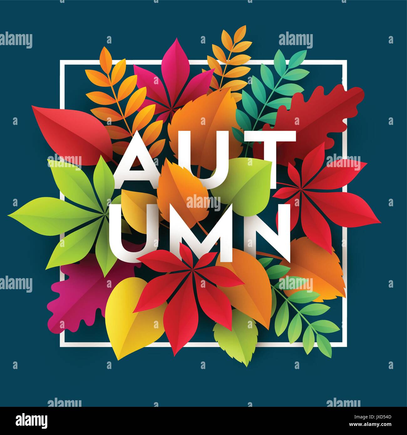 Autumn banner background with paper fall leaves. Vector illustration ...