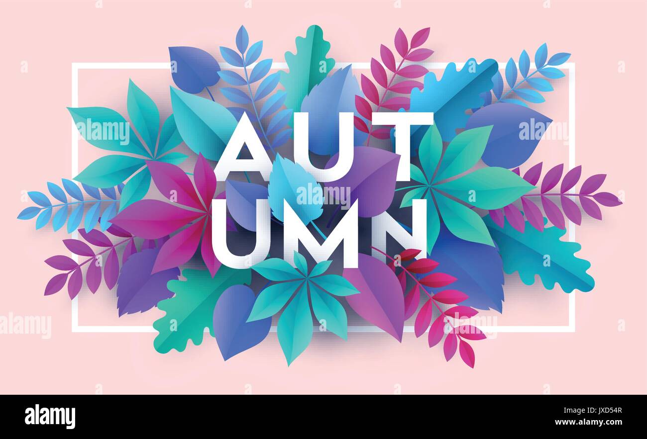 Autumn banner background with paper fall leaves. Vector illustration ...