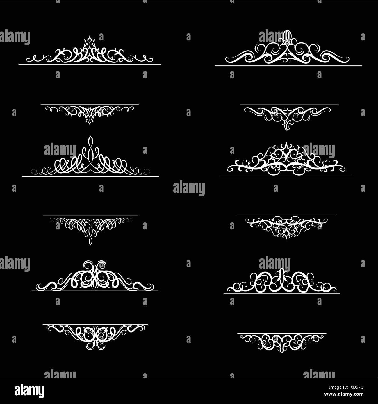 Vintage vector swirl frame set on black background Stock Vector Image ...