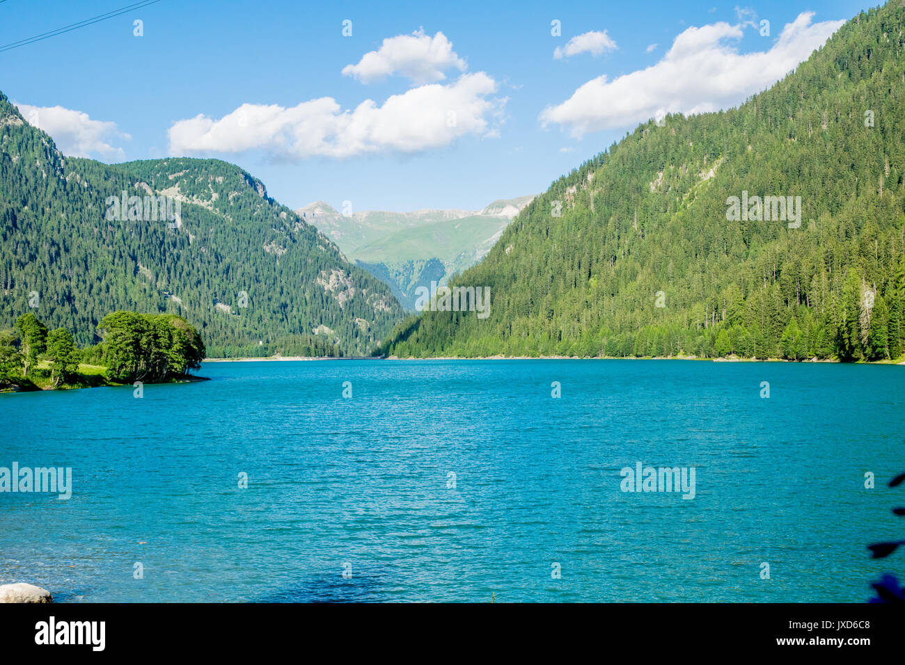 wonderful lake view with background green mountain in Europe Stock ...