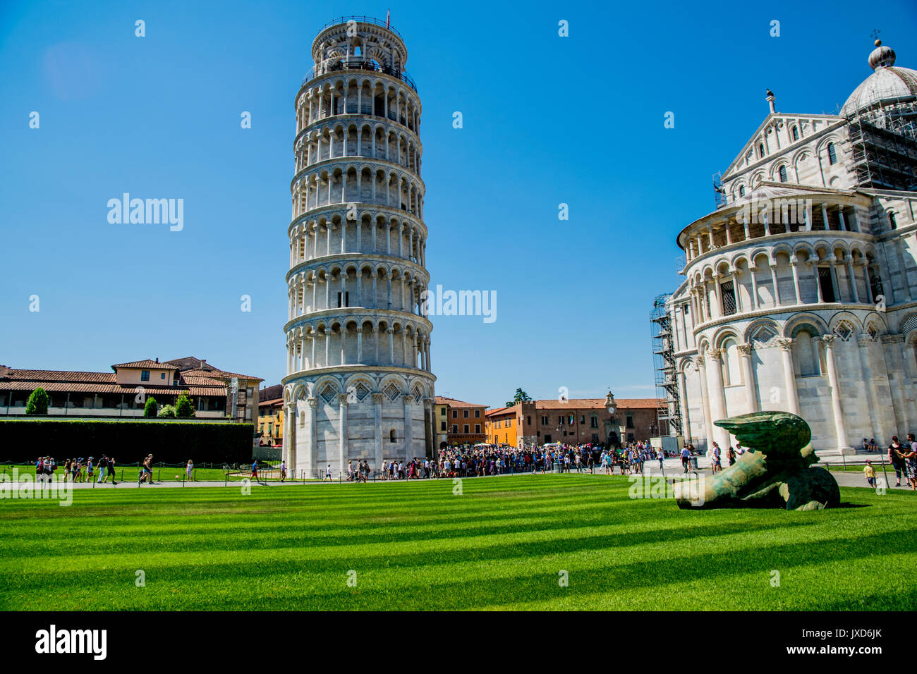 Pisa tower in Italy with blue background sky Stock Photo - Alamy