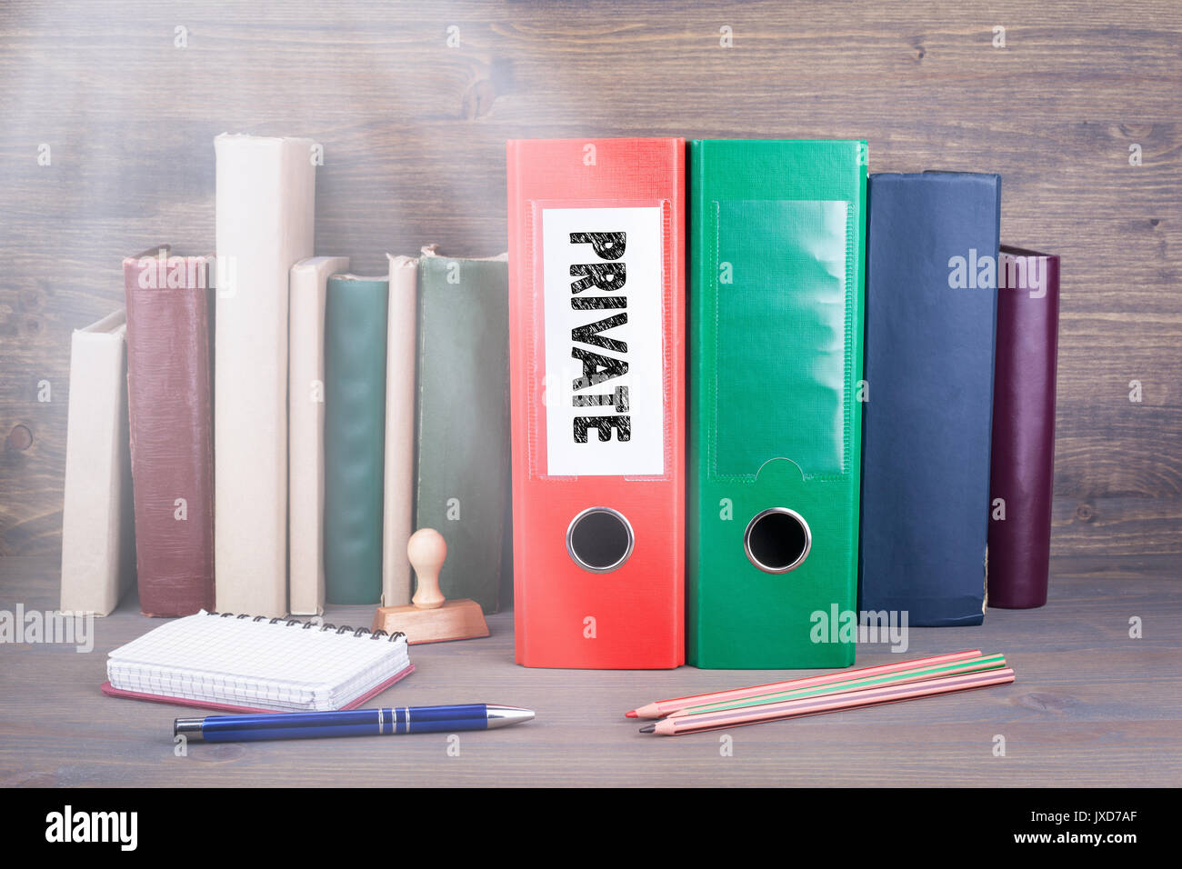 Private. Binder on desk in the office. Business background Stock Photo ...