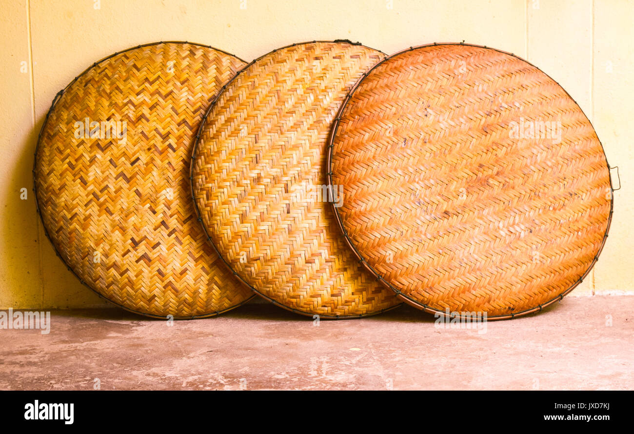 bamboo basket of my mom,handy craft of Thailand Stock Photo - Alamy