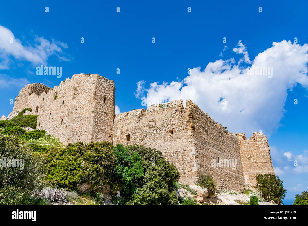 Medieval castle of Kritinia (Kastellos), Rhodes island, Greece Stock ...