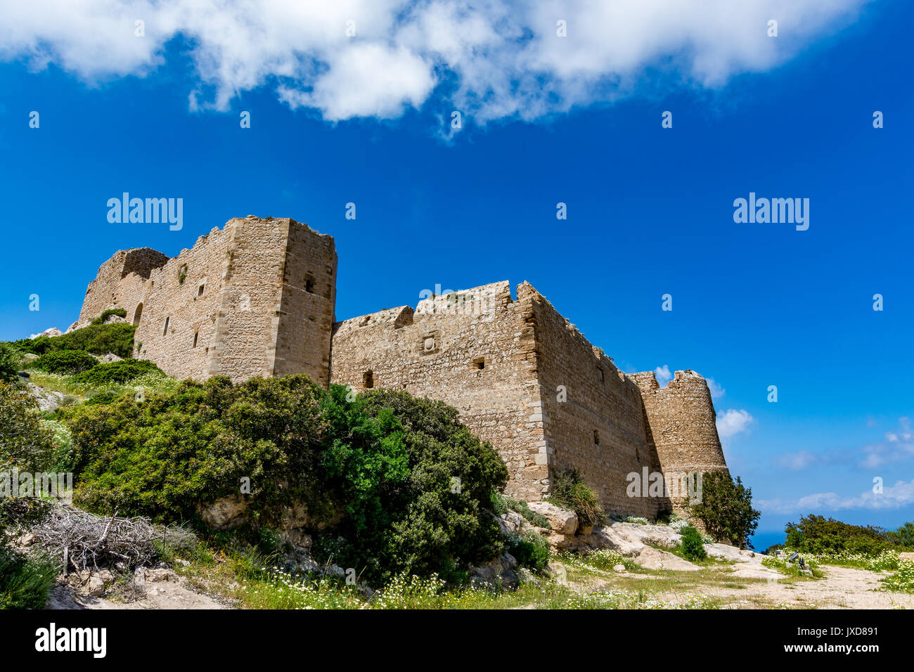 Medieval castle of Kritinia (Kastellos), Rhodes island, Greece Stock ...