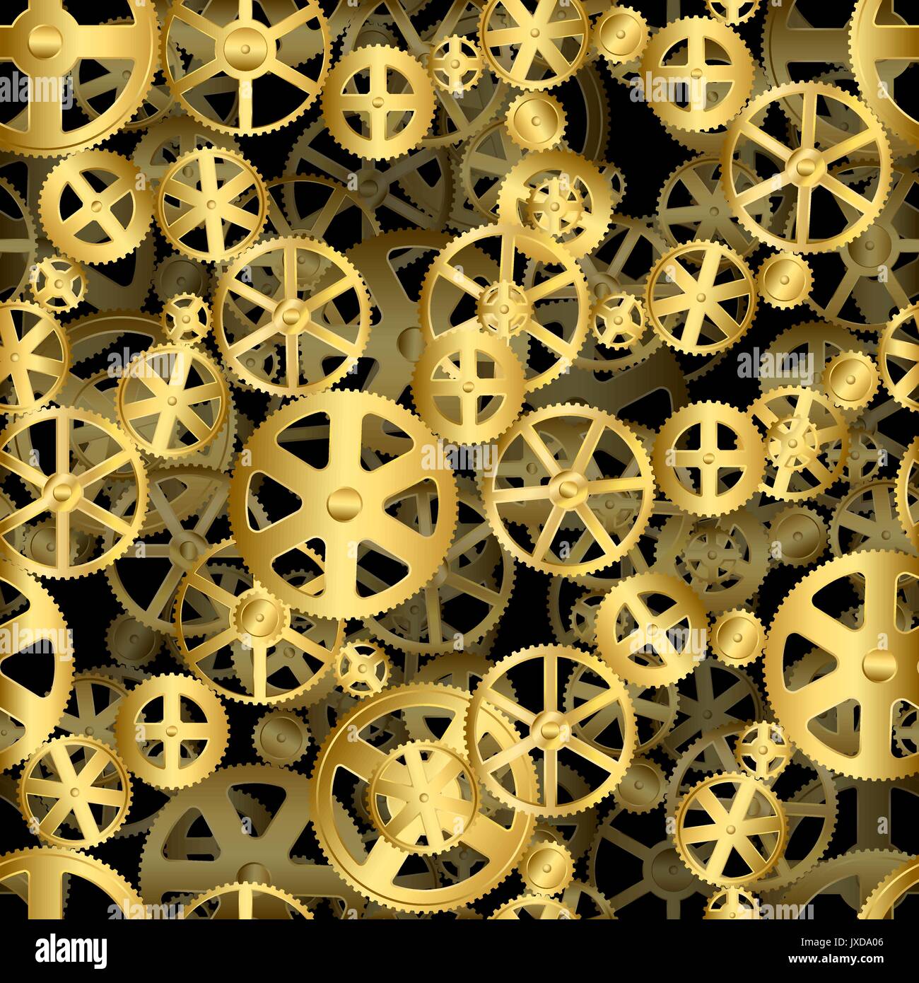 Repeating gold seamless gear wheels industrial background Stock Vector ...