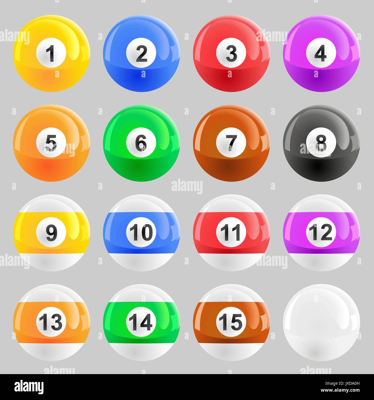 Complete set of American pool ball vector illustrations Stock Vector ...
